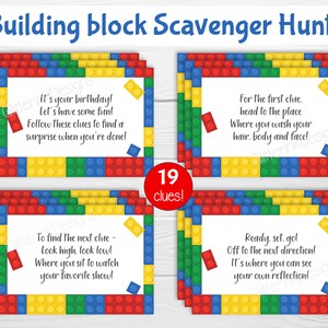 Building Blocks Scavenger Hunt Clues for Kids Birthday, Printable ...