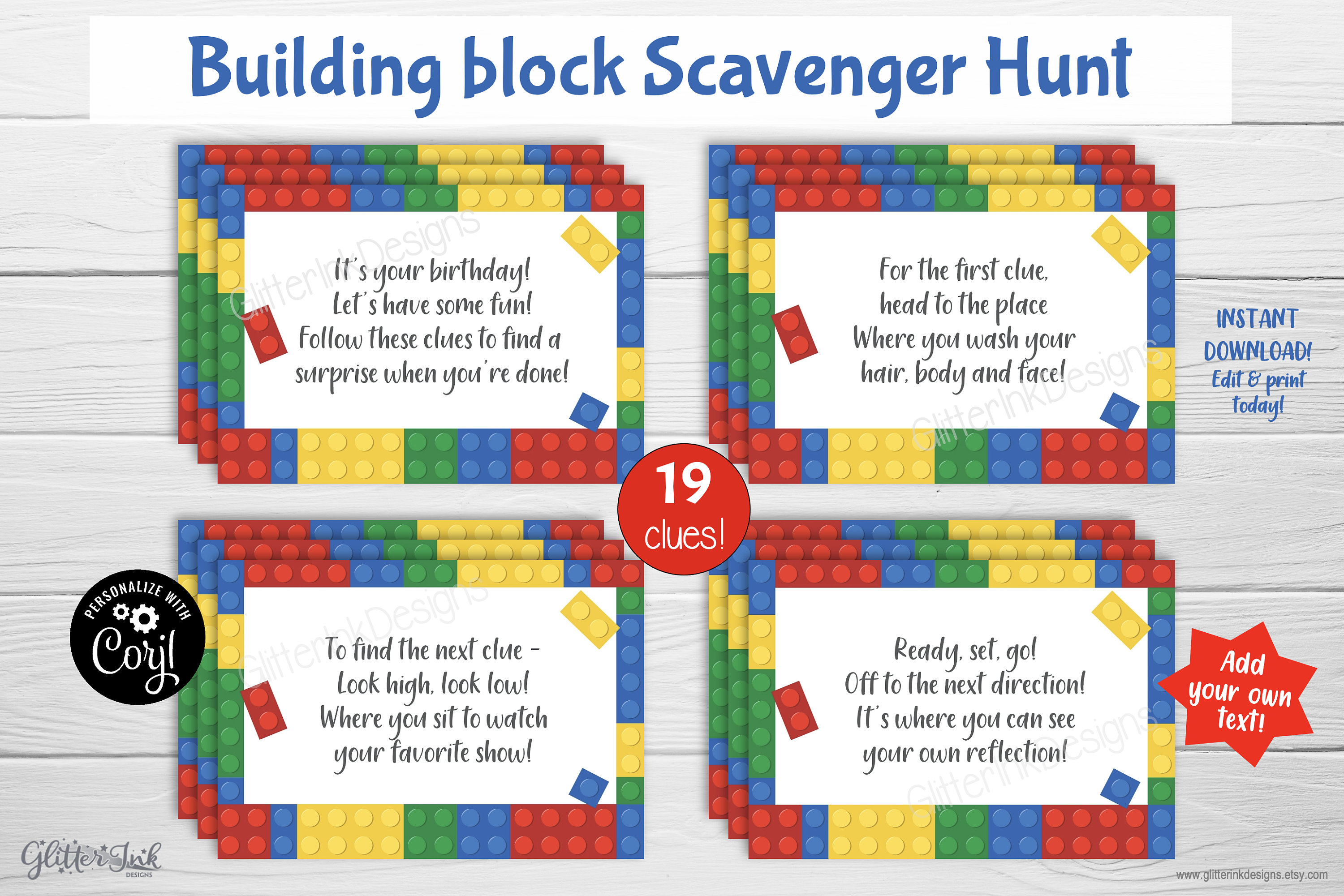Building Blocks Scavenger Hunt Clues for Kids Birthday, Printable ...