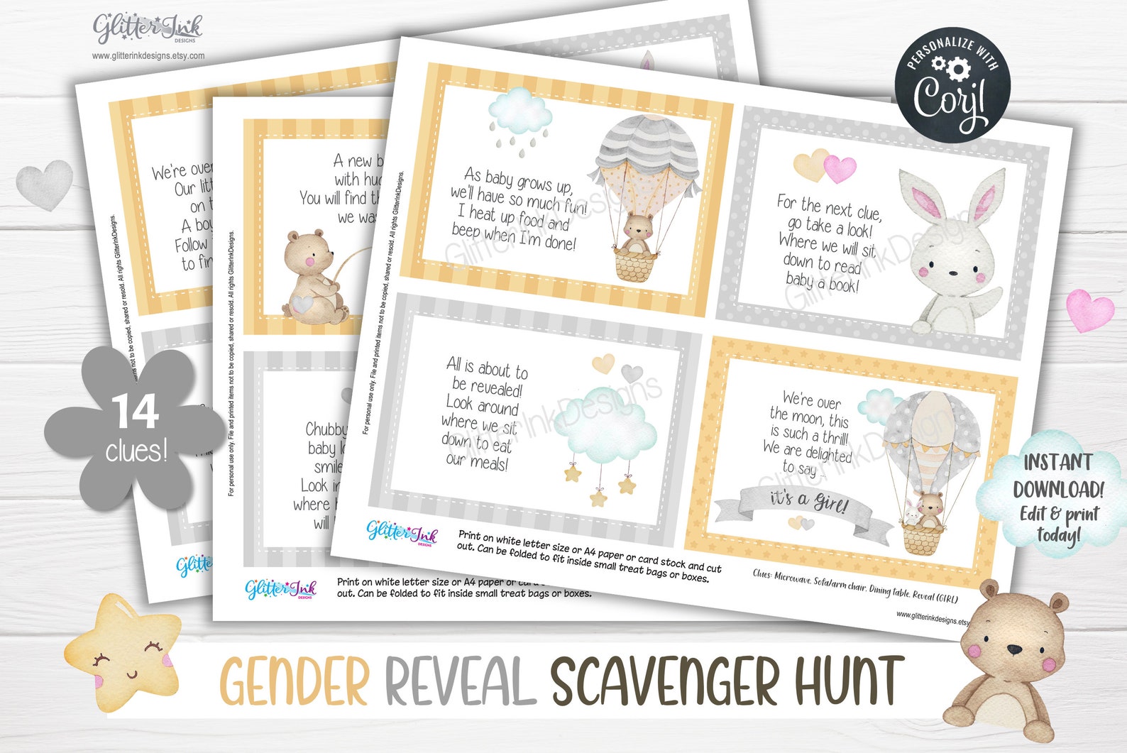 Gender Reveal Scavenger Hunt Clue Cards / Neutral Gender - Etsy