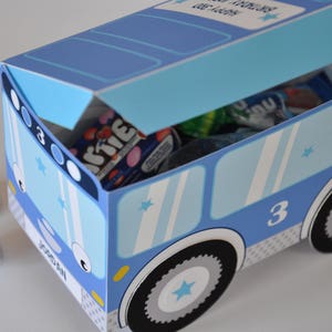 Little Bus Birthday Printable Favor Box, Editable Party Favors Cupcake ...
