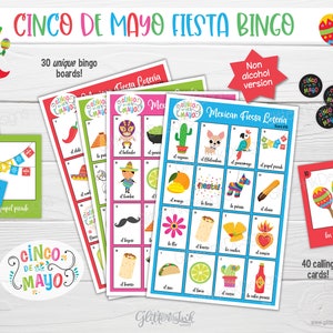Cinco De Mayo Bingo NON ALCOHOL / Mexican Fiesta Printable Party Game ...