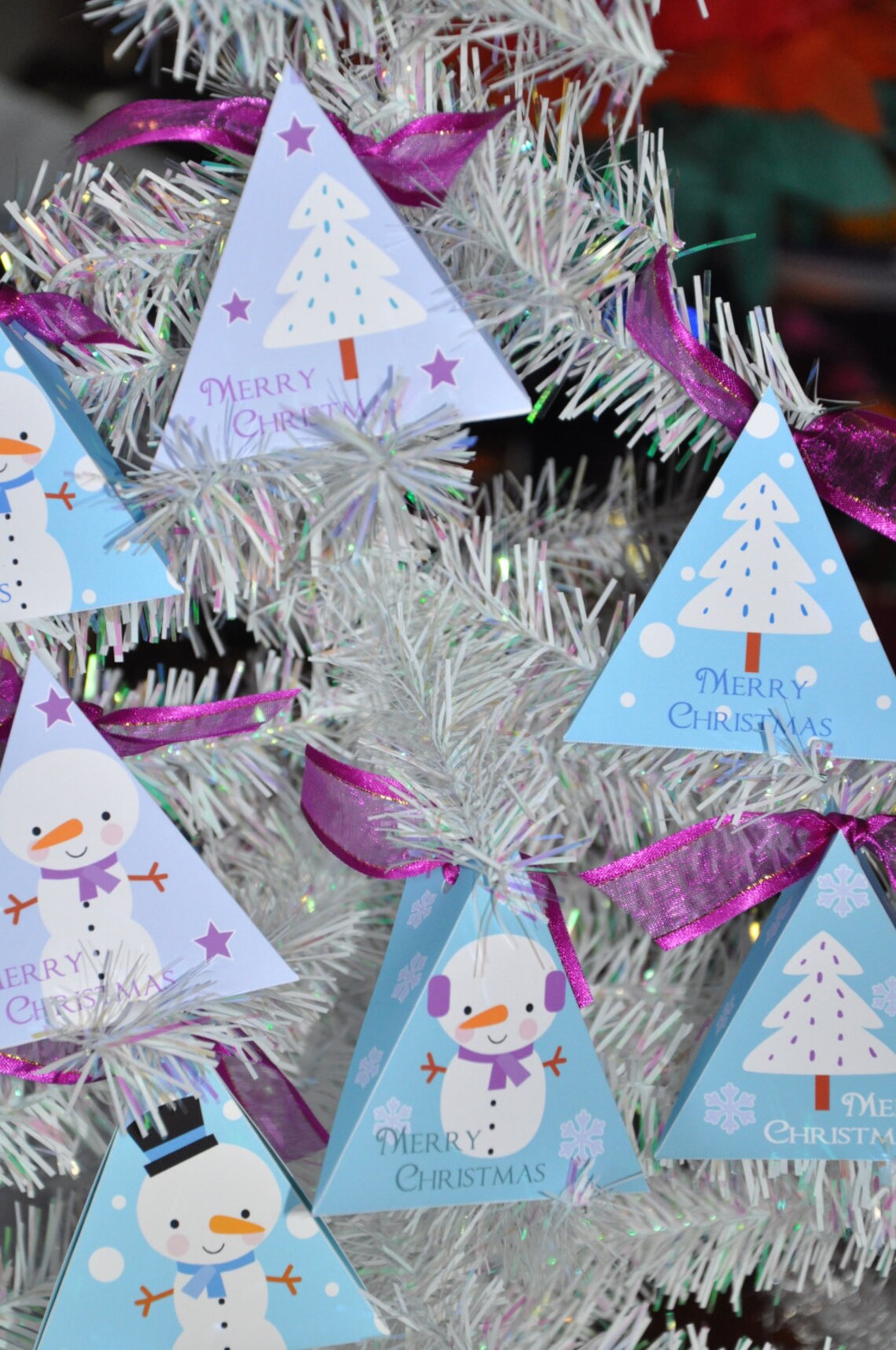 Snowman Merry Christmas Triangle Gift Box PDF Printable - Etsy