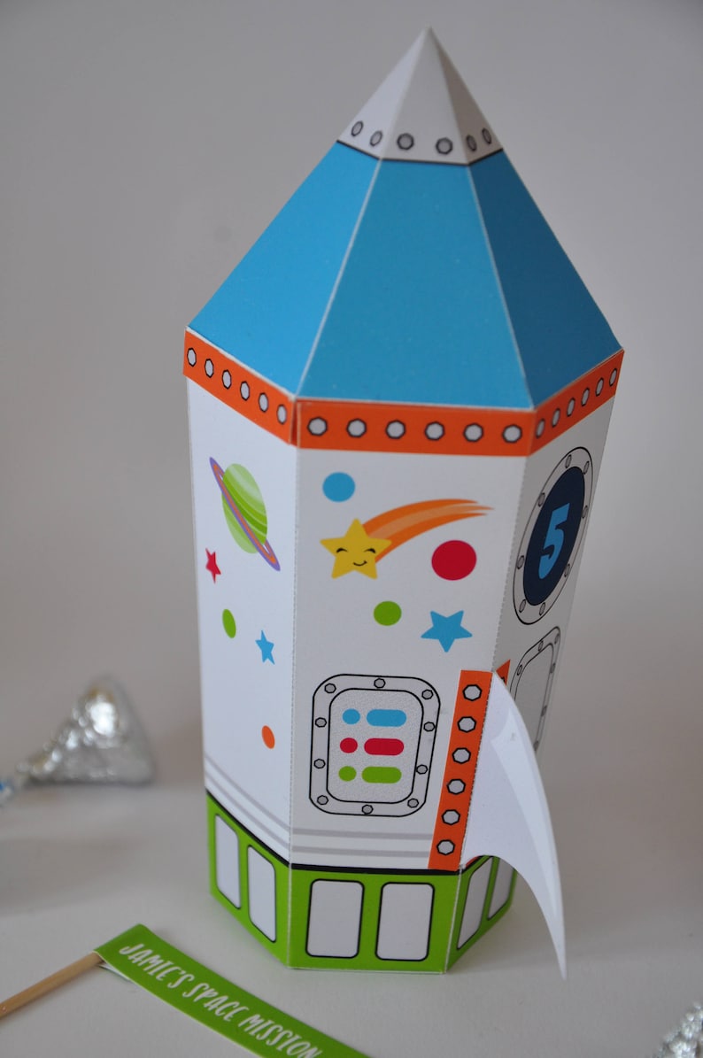 Outer Space Rocket Party Favors Printable Spaceship Favor Box ...