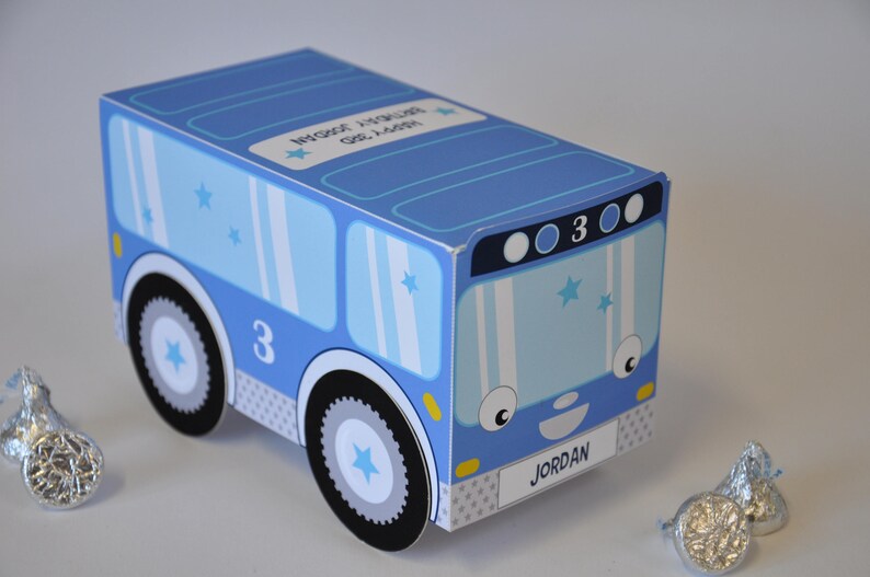 Little Bus Birthday Printable Favor Box, Editable Party Favors Cupcake ...