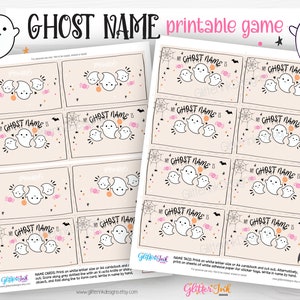 What's Your Ghost Name Game Printable Sign With Name Tags & Cards, Cute ...