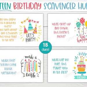 Teens Birthday Scavenger Hunt Riddles / Teenager Tween Older Kids ...