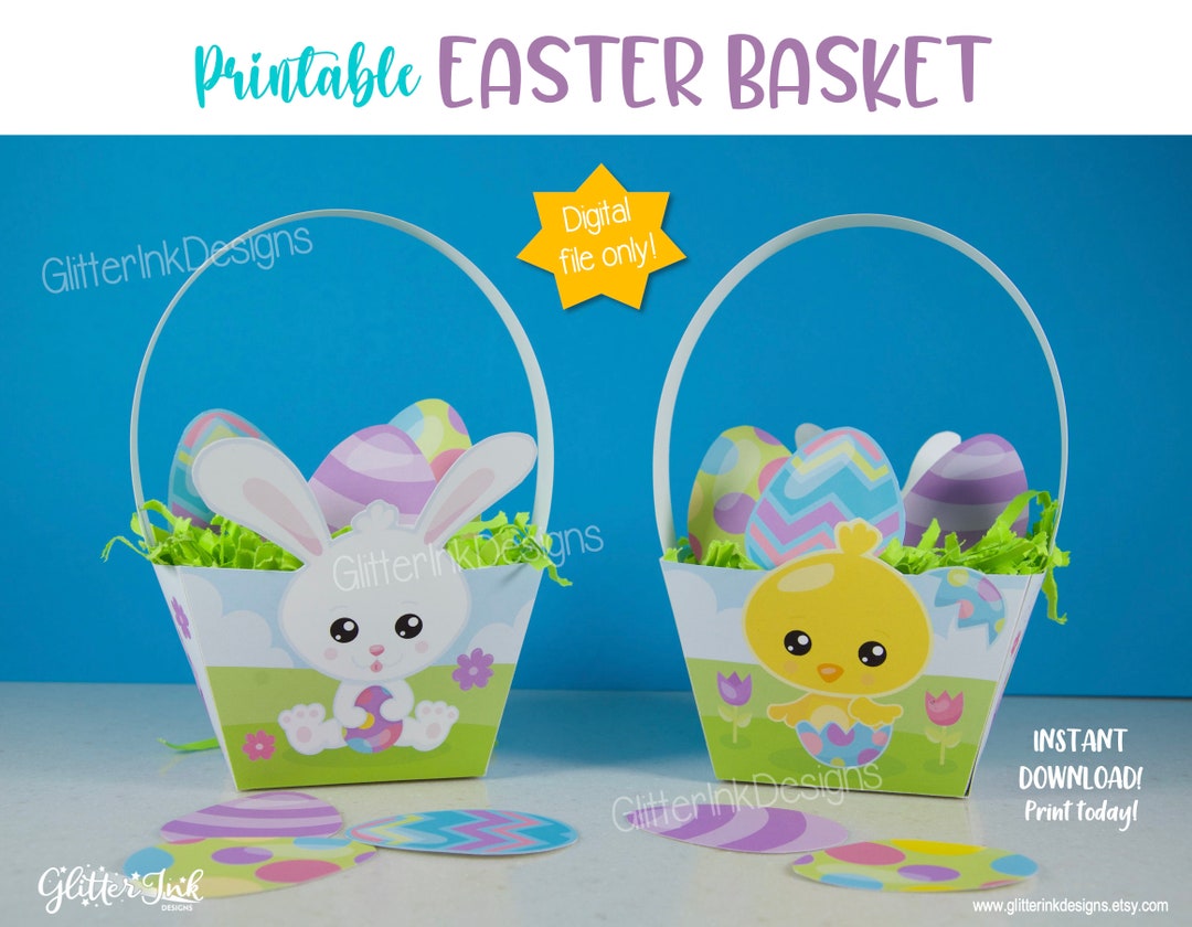 Mini Easter Basket - Easter Chick and Easter Bunny Printable Basket ...