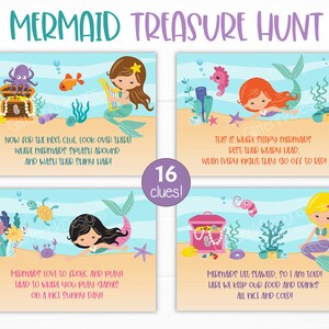 Mermaid Party Treasure Hunt Clues for Kids, Under the Sea Birthday ...