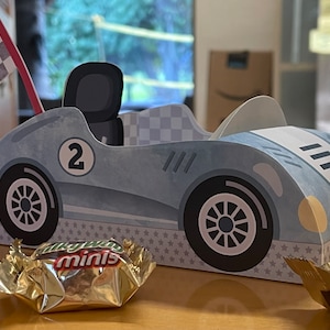 Two Fast Birthday Race Car Party Favors Treat Box, Printable Papercraft ...