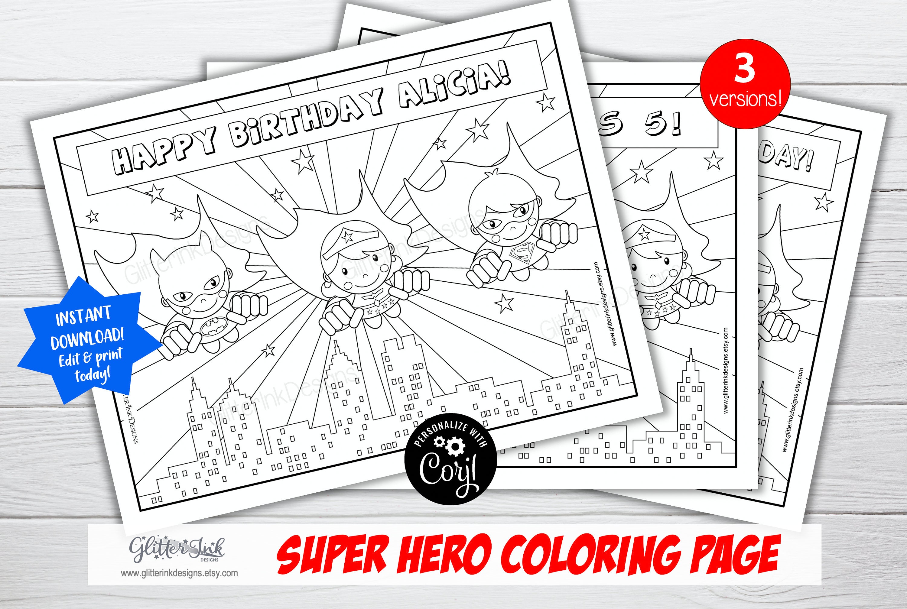 Flying Kid Superhero Coloring Page