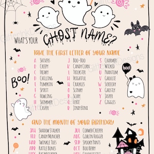 What's Your Ghost Name Game / Spooky Ghosts Printable Sign & Name Cards ...