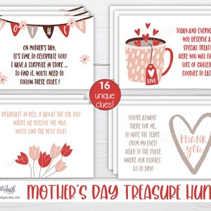 Mother's Day Scavenger Hunt / Happy Mothers Day Treasure Hunt Clues ...