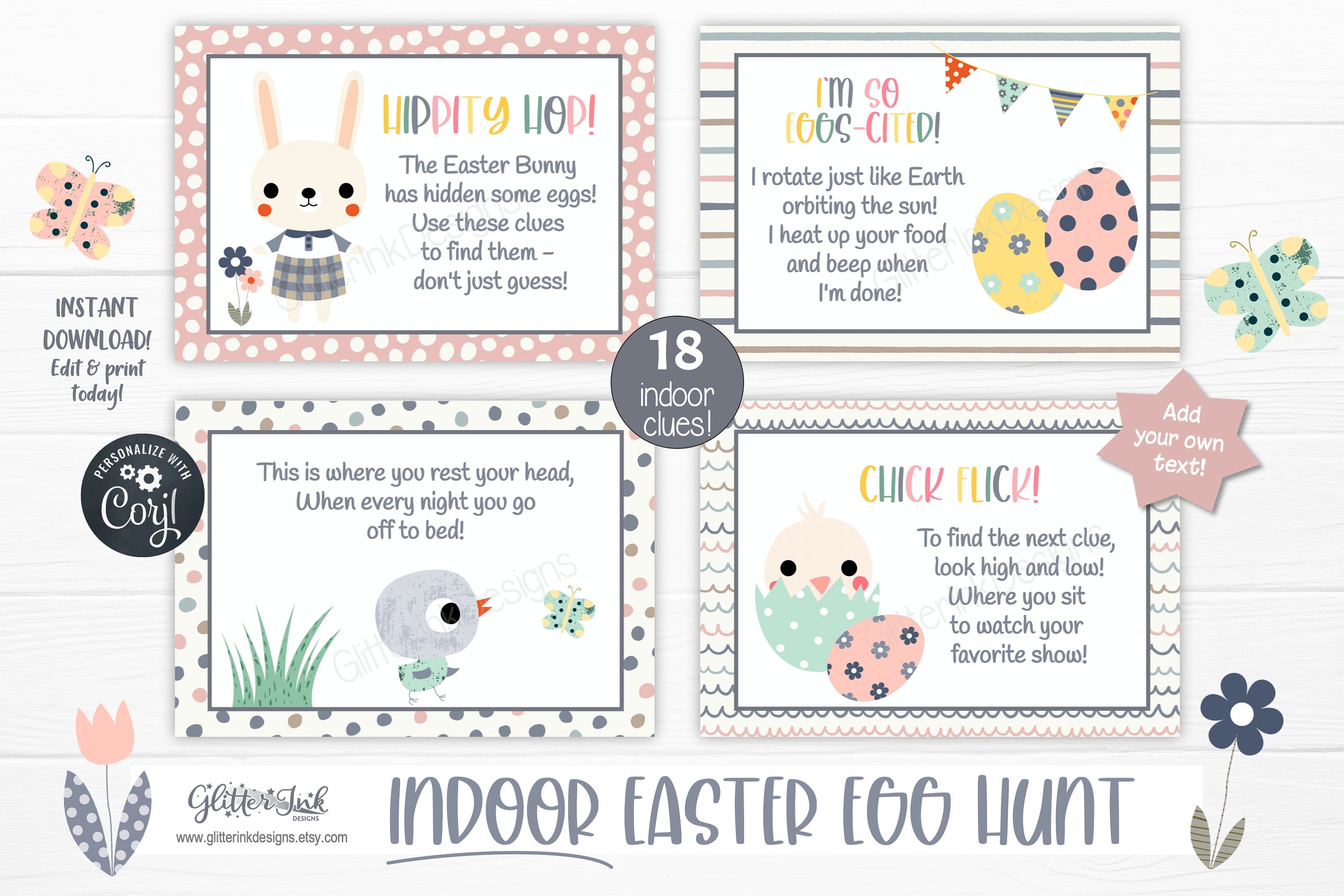 Indoor Easter Scavenger Hunt for Kids / Easter Egg Hunt Clues Editable ...