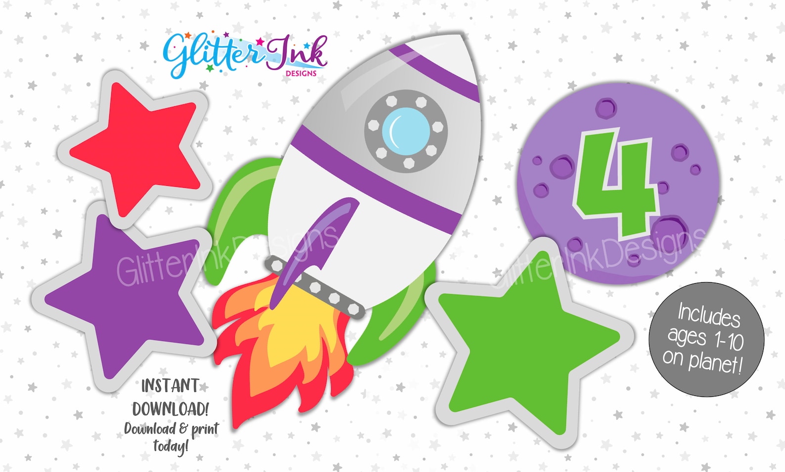 Outer Space Party Printable Cake Topper / Space Centerpiece / - Etsy