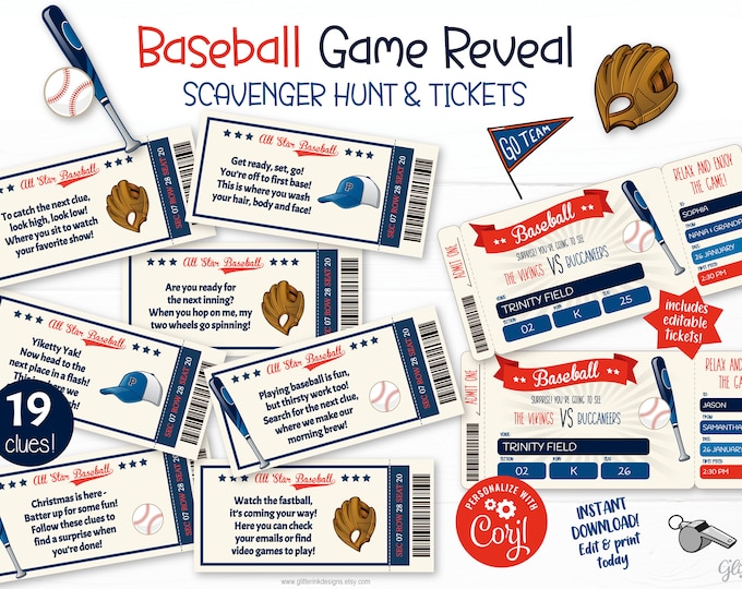 Baseball Themed Scavenger Hunt List Collection - Etsy