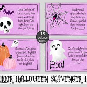 Outdoor Halloween Scavenger Hunt / Kids Halloween Treasure Hunt Clues ...