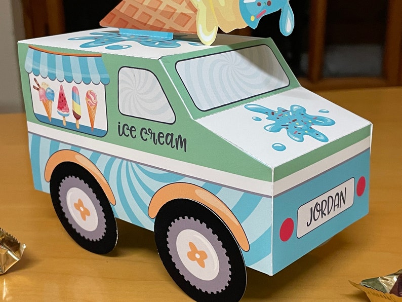 Ice Cream Truck Printable Favor Box / DIY Ice Cream Party Favors ...