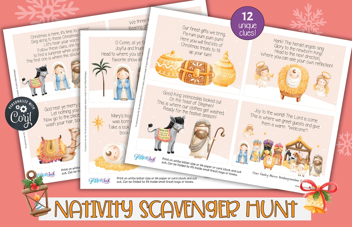 Nativity Scene Christmas Scavenger Hunt Clue Cards / Christmas - Etsy
