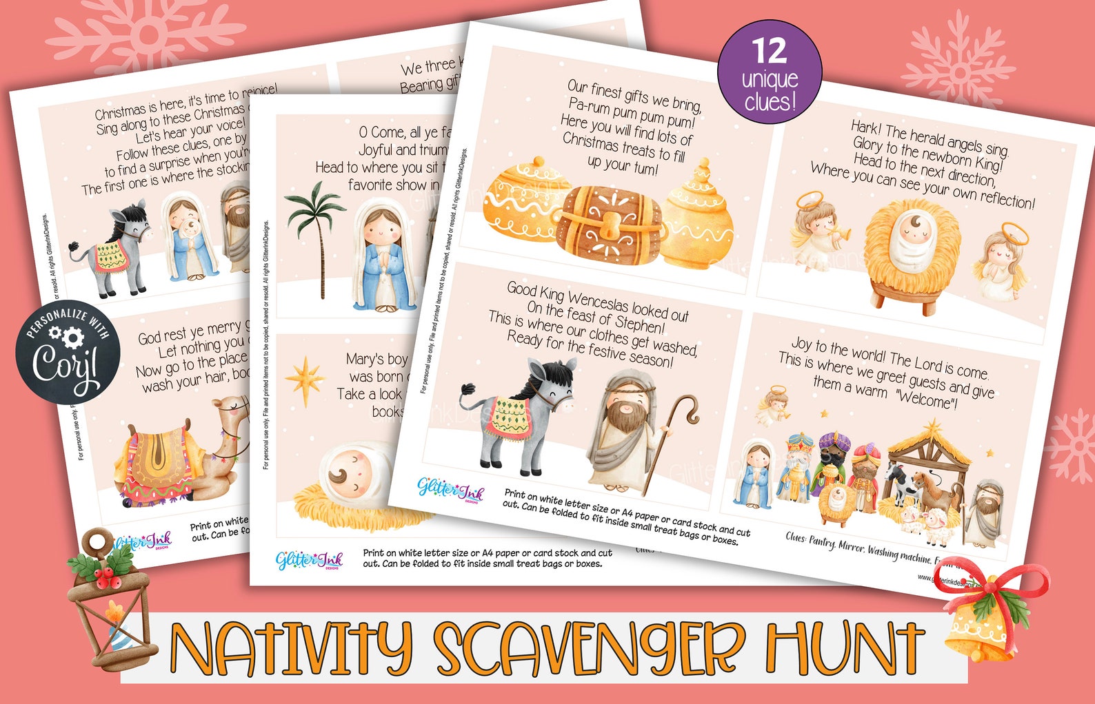 Nativity Scene Christmas Scavenger Hunt Clue Cards / Christmas - Etsy