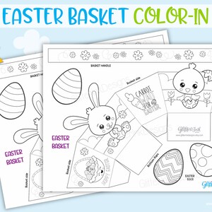 Mini Easter Basket Coloring Page / Easter Chick and Easter Bunny ...