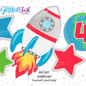 Outer Space Party Printable Cake Topper / Space Centerpiece / Space ...