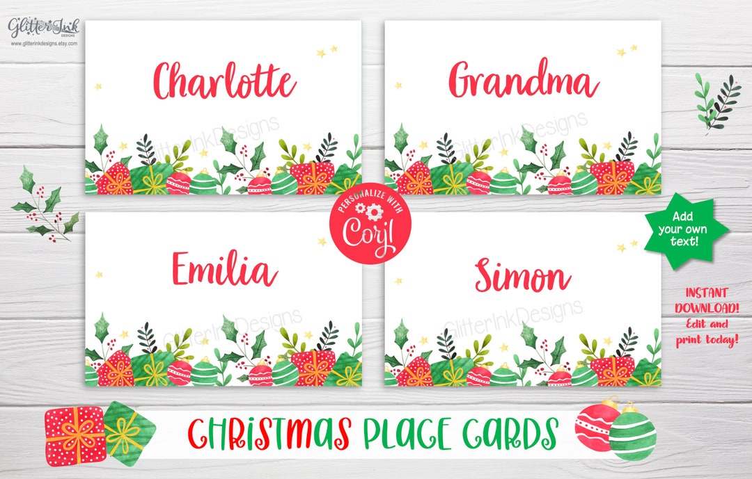 Christmas Table Printable Place Settings / Christmas Decor Editable ...