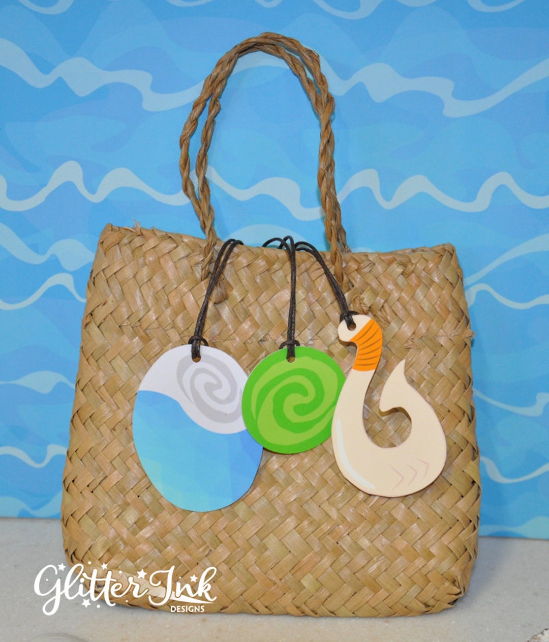 Moana Necklace Printable Party Favors, Te Fiti Heart Maui Fish Hook ...