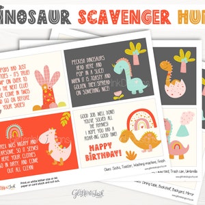 Dinosaur Scavenger Hunt / Dinosaur Kids Treasure Hunt Clues / Dinosaur ...