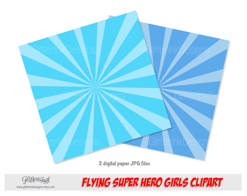 Superhero Clipart & Digital Papers, Flying Superheroes Party ...