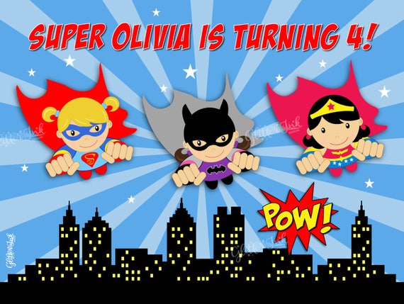 PRINTABLE Super hero backdrop / Superhero party decorations / Super ...