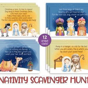 Nativity Scene Christmas Scavenger Hunt Clue Cards / Christmas - Etsy