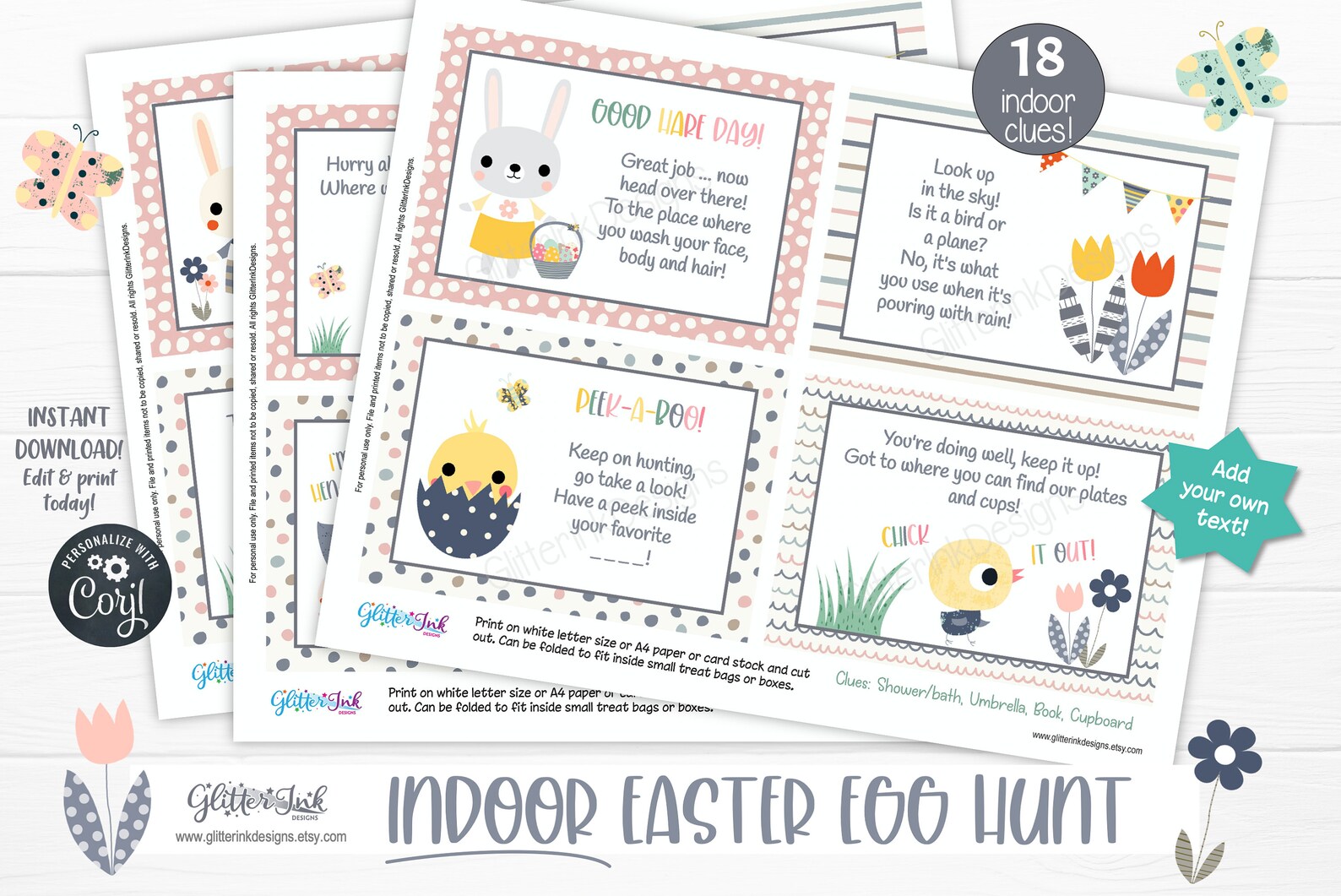 Indoor Easter Scavenger Hunt for Kids / Easter Egg Hunt Clues Editable ...