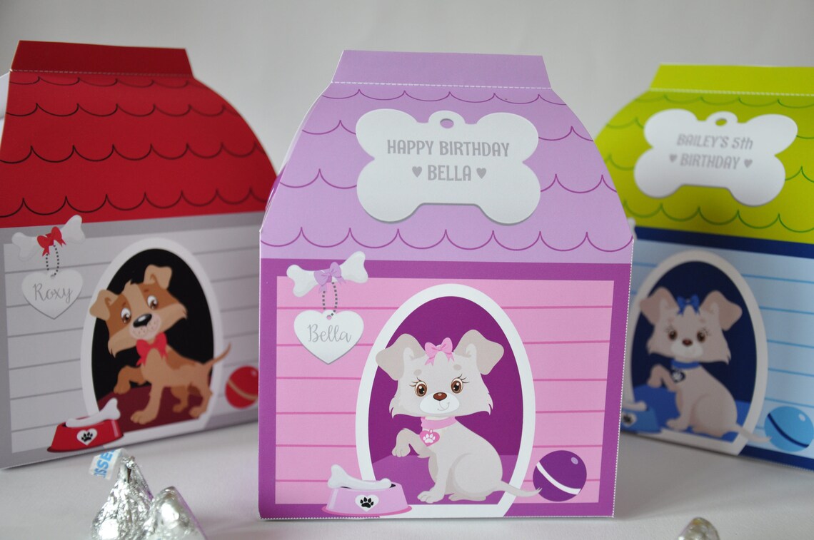 Puppy Dog Birthday Party Printable Dog House Favor Box / Dog Spa Party ...