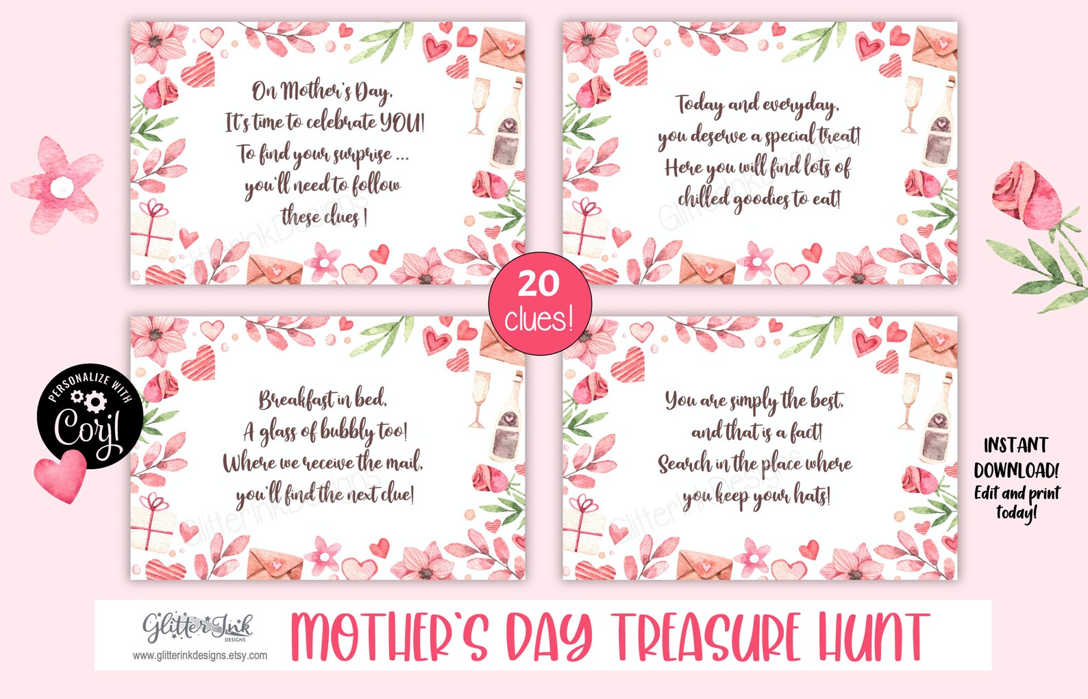 Mother's Day Scavenger Hunt Clue Cards / Happy Mothers Day - Etsy