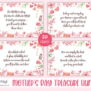 Mother's Day Scavenger Hunt Clue Cards / Happy Mothers Day - Etsy