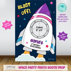 Outer Space Party Photo Booth Frame / Rocket Printable Party Prop ...