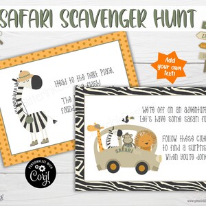 Jungle Safari Printable Scavenger Hunt Clue Cards, Animals First ...