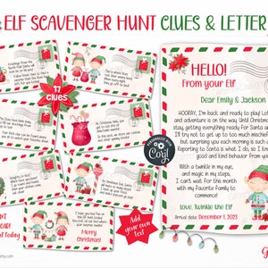 Elf Scavenger Hunt Clue Cards & Letter / Christmas Elves Kids Treasure ...