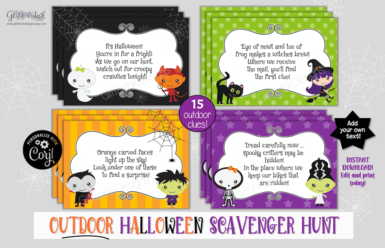 Outdoor Halloween Scavenger Hunt Clue Cards / Kids Halloween - Etsy