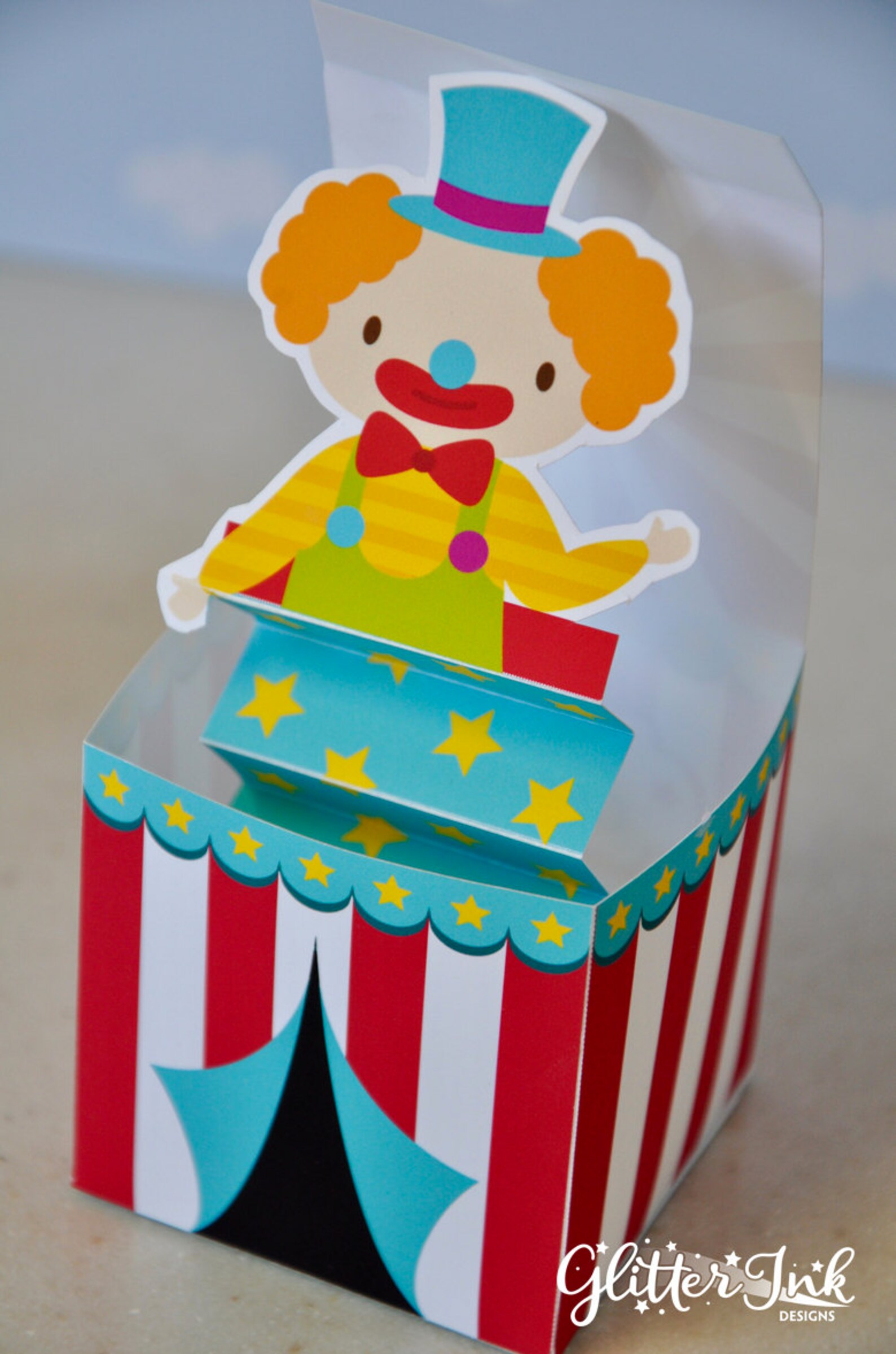 Circus Clown Jack in the Box Pop up Favor Box / Printable - Etsy