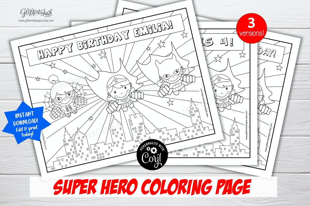 Super Hero Party Coloring Page / Flying Super Heroes Girls Colouring ...