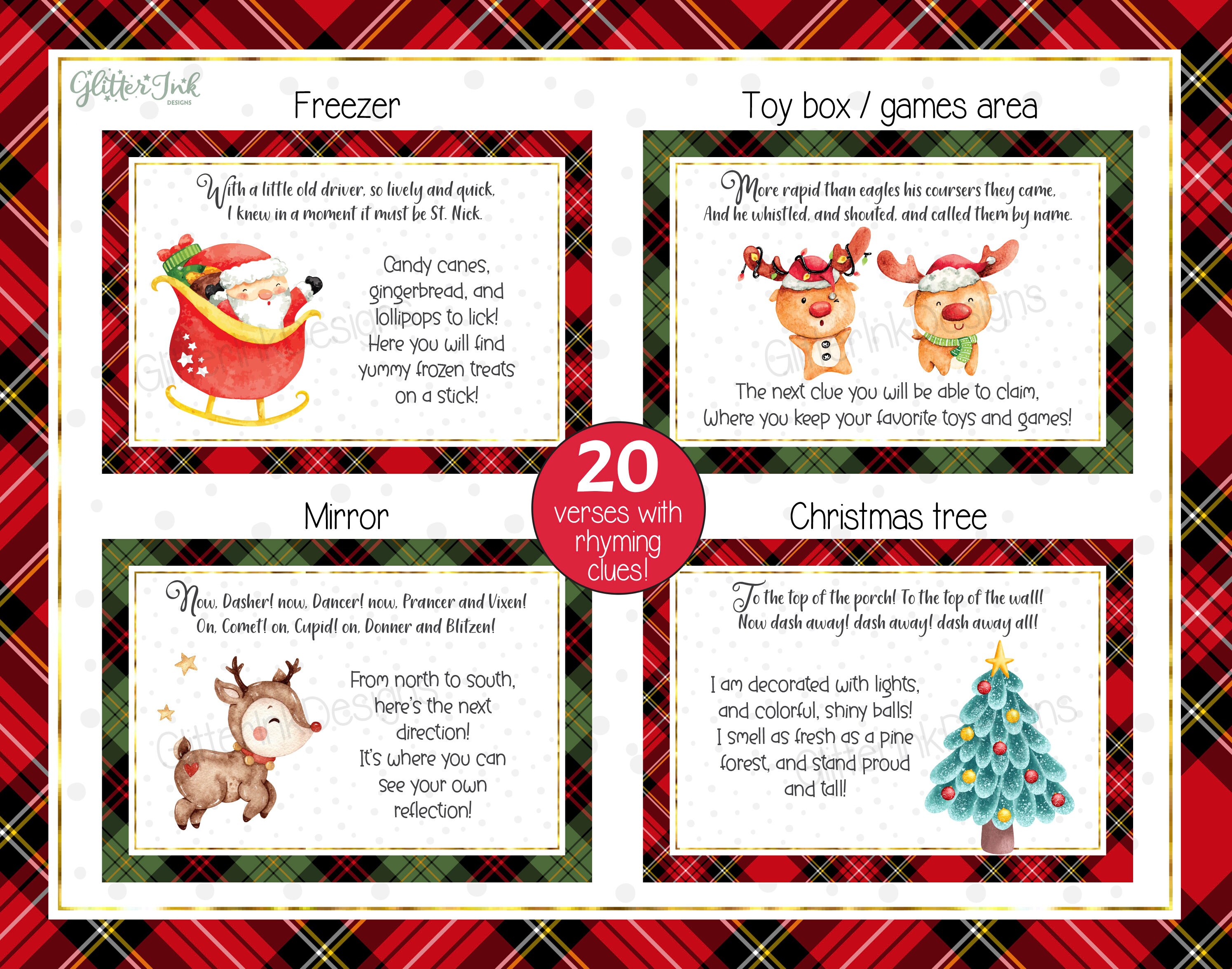 Twas the Night Before Christmas Scavenger Hunt Clue Cards, Xmas Eve ...