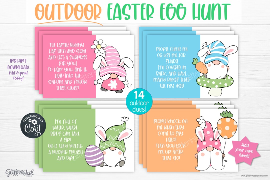 Outdoor Easter Scavenger Hunt for Kids / Easter Egg Hunt Clues ...