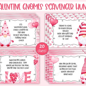 Valentine's Day Scavenger Hunt Clue Cards / Valentines Day Treasure ...