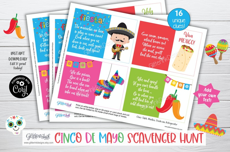Cinco De Mayo Scavenger Hunt for Kids / Mexican Fiesta - Etsy