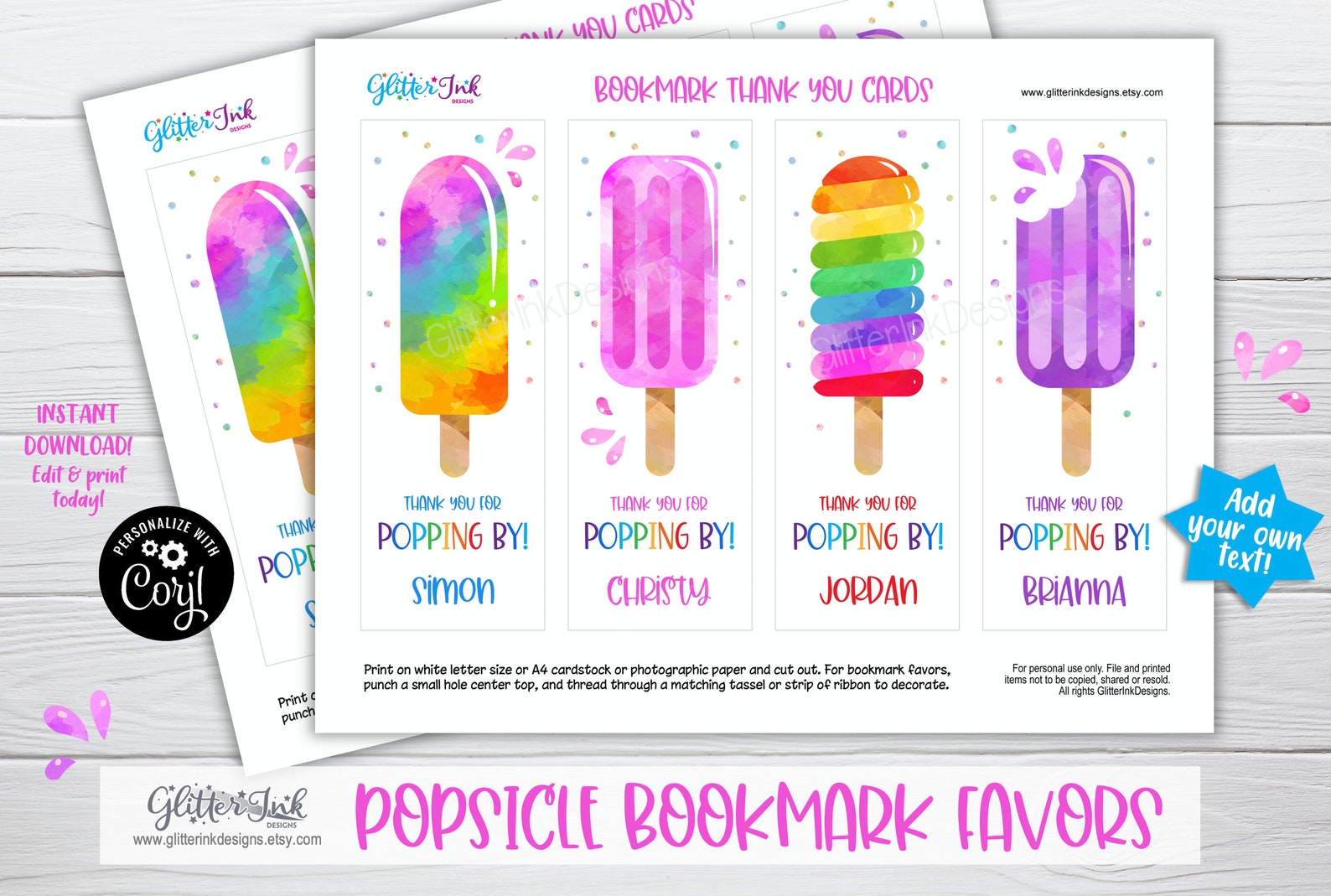 Popsicle Birthday Bookmark Favors / Popsicle Party Favors / | Etsy