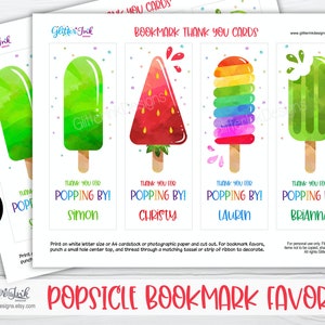 Popsicle Birthday Bookmark Favors / Popsicle Party Favors / Printable ...
