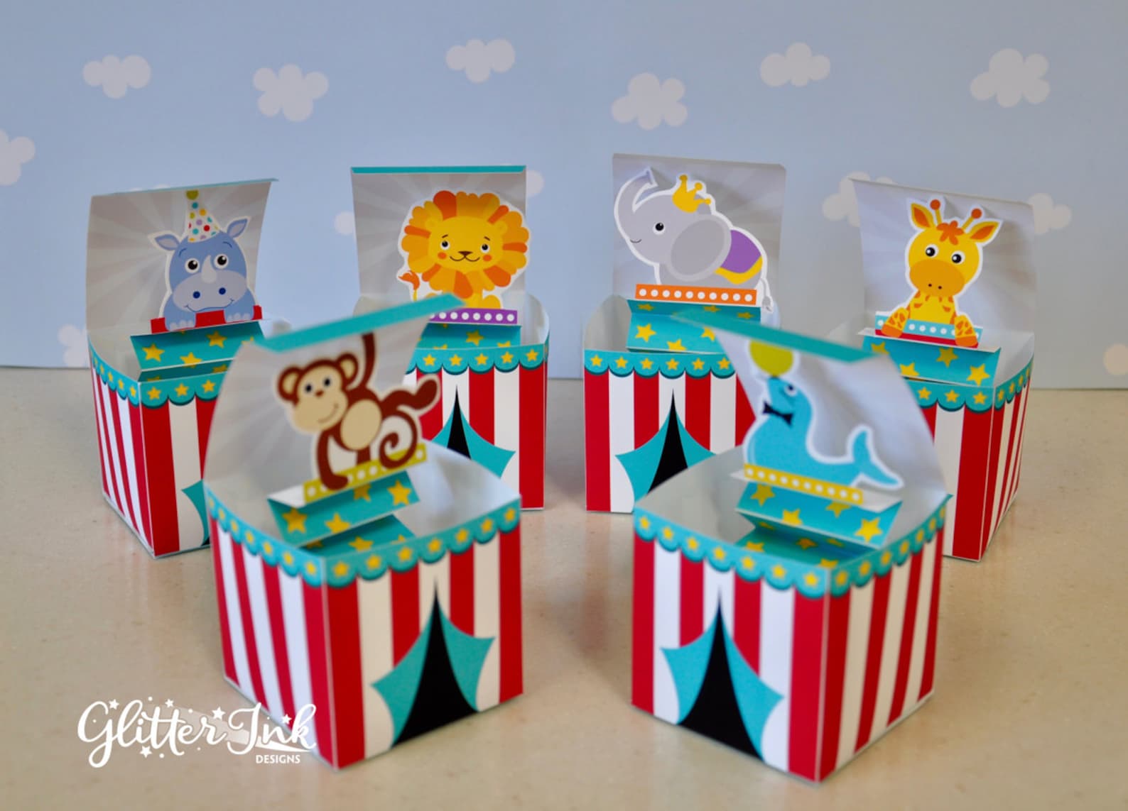 Circus Animal Pop up Jack in the Box Favor Box / Safari Zoo - Etsy