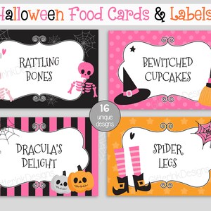 Halloween Party Food Tent Cards / Orange and Pink Halloween Printable ...