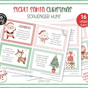 Christmas Scavenger Hunt Clue Cards / Christmas Kids Treasure Hunt ...